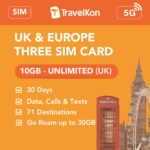 UK & Europe SIM Card 71 Destinations | 3UK - TravelKon