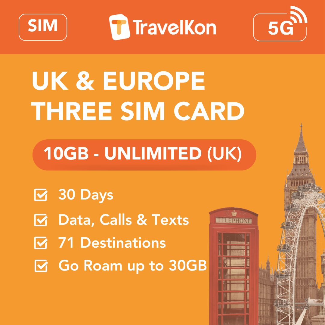 UK & Europe SIM Card 71 Destinations | 3UK - TravelKon
